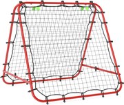 HOMCOM Odrazová stěna pro fotbal, nastavitelná s 5 úhly a odrazovou sítí, branka 100 x 95 cm pro teenagery, odrazová stěna na trénink házené, červená
