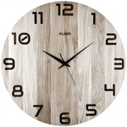 KUBRi HRC0128 - Dubové hodiny řízené signálem o průměru 60 cm s tichým chodem