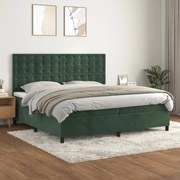 Box spring postel s matrací tmavě zelená 200x200 cm samet
