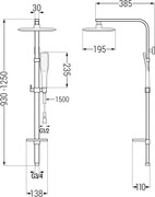 Mexen sprchový sloup Q49 s horní a ruční sprchou hlavicí, bílý/zlatý - 798494995-25