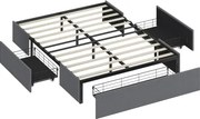 HOMCOM postel s úložným prostorem 140 x 190 cm, čalouněný rám dvojlůžka se 3 zásuvkami, LVL lamelový rošt, bezhlučný, šedá