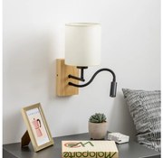 Brilagi - LED Nástěnná lampa NUBILA WOOD 1xE27/25W/230V+LED/3W dub/černá/krémová BRI129