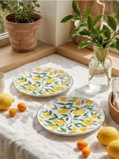 Sinsay - Keramické talíře s motivem citronů 2 pack - zelená
