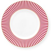 Pip Studio Royal stripes talíř Ø12cm, Bílo-tmavě růžový