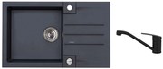Alveus - Set dřezu Rock 130 a baterie Clara, s ovládáním odpadu, carbon SETA25887