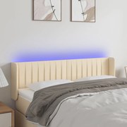 Čelo postele s LED krémové 147 x 16 x 78/88 cm textil
