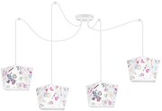 Dětské závěsné svítidlo Diamond Spider, 4x bílé textilní stínítko se vzorem