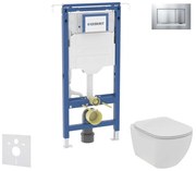 Geberit Duofix - Set předstěnové instalace, klozetu a sedátka Ideal Standard Tesi, tlačítka Sigma20, Rimless, SoftClose, matný chrom/chrom SANI11CD2107