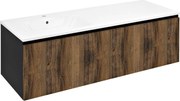 Sapho Lorea - Umyvadlová skříňka 140x46x52 cm, 2x zásuvka, levá, dub collingwood/matná černá LE070-1935-L-06