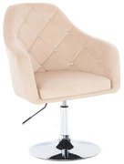 LuxuryForm DESIGN Otočné křeslo ROMA VELUR na stříbrném talíři - krémové