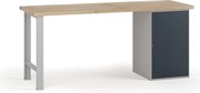 Dílenský pracovní stůl G7, buková spárovka, 2000 x 800 x 840 mm, 1x skříňka, grafit