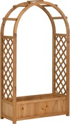 Outsunny Obloukový Květináč s Trellis, Podpora pro Popínavé Rostliny, Květinová Dekorace do Zahrady, Terasy nebo na Balkon 83x36x152 cm Přírodní | Aos