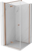 Mexen Mist-F T, 1-křídlý skládací sprchový kout levý 75 x 75 cm, průhledný, broušená měď - 8A6T-075-075-65-00-L