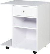 Vinsetto Kancelářský Tiskový Kancelářský Vozík s Kolečky, Multifunkční s 2 Přihrádkami, Zásuvkou a Stojanem pro CPU, Nastavitelnou Policí 60x40x68,5 c