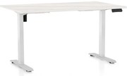 Výškově nastavitelný stůl OfficeTech B, 120 x 80 cm, bílá podnož, bílý jasan