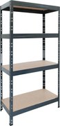 AR Shelving Kovový regál RIVET antracitový, 4 police, 175 kg, 180 x 90 x 45 cm