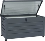 Venkovní úložný box, zahradní box, box na polštáře, odolný proti povětrnostním vlivům, 4 kolečka, 100 x 62 x 65 cm, tmavě šedý