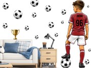 Malý fotbalista dres jméno na přání fotbalová přelepitelná samolepka na zeď arch 31 x 75 cm