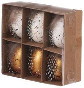Vajíčka zlatá s pírkem- set 6 ks - pravá
