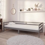 Denní postel s matrací 90 x 200 cm šedá masivní borové dřevo 3083571