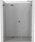 Mexen Lunar-F, L skládací levé sprchové dveře 110 cm, 8mm čiré sklo, růžové zlato profil, 836SL-110-050-60-00-L