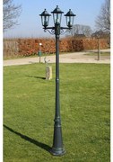 Zahradní lampa vysoká 3 ramena 215 cm tmavě zelená/černá hliník