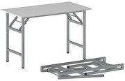 Konferenční stůl FAST READY, 120x60 cm, šedostříbrná podnož, šedá