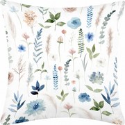Perkálový bavlněný povlak na polštář Boho zahrada - modrý Velikost: 40 x 40