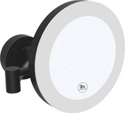 Sapho X-Round - Kosmetické nástěnné zrcátko Black s LED osvětlením, matná černá XR016B