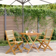 3dílný bistro set béžový polypropylen a masivní dřevo 3281879