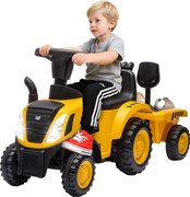 Dětský toy truck AIYAPLAY 12-36 měsíců s integrovanou lopatou a přívěsem, jezdicí rypadlo pro děti z PP a kovu, 91x29x44 cm, Žluté | Aosom
