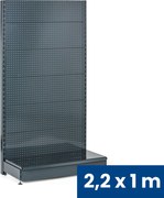 Prodejní regál jednostranný, perfo stěny, 2200 x 1000 x 450 mm, základní, antracit