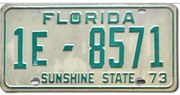 Americká SPZ Florida Sunshine State 1973 White 1E-8571