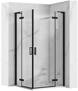 Čtvercový sprchový kout REA HUGO DOUBLE BLACK 80x80, černý/transparent - bez vaničky