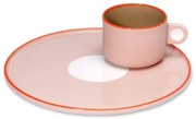 Set růžového kameninového šálku a talíře Remember Greta, 250 ml