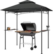 Gril pavilon s LED 240 x 150 x 258 cm vodoodpudivý nehořlavý zahradní pavilon s dvouvrstvou střechou