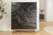 Luxusní skříňka s hadím vzorem z mangového masivu Snake černá 100cm