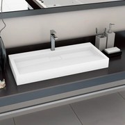 Umyvadlo 100 x 46 x 11 cm minerální/mramorový kompozit bílé 144066