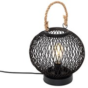 Rustikální venkovní stolní lampa černá ratan - Calamus