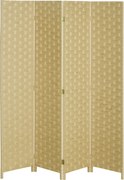 HOMCOM Dělicí stěna 4 panely 159,5x169,5 cm Skládací separator s dekorem z papírového provazu pro ložnici a obývací pokoj Hnědá | Aosom