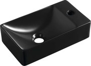 Sapho Sapho, MARGITHA keramické umyvadlo 38x22cm, otvor pro baterii vpravo, černá mat, MGT3822B