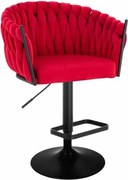 LuxuryForm DESIGN Barová židle NORDEN VELUR na černé kulaté podstavě - červená