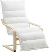 HOMCOM Relaxační Křeslo, Polstrované Lounge Křeslo s Nastavitelným Opěrkou Nohou, Sherpa Fleece pro Obývací Pokoj, Houpací Křeslo s Opěrkami, Čtecí Kř