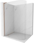 Mexen Kioto L zaoblená sprchová zástěna Walk-in 80 x 200 cm, transparentní, broušená měď - 800-080-103-65-06