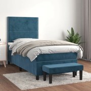 Box spring postel s matrací tmavě modrá 80 x 200 cm samet