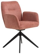Růžové čalouněné jídelní křeslo s područkami Roxana – Unique Furniture