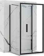 Rea Fold, 3-stěnová sprchová kabina se skládacími dveřmi 80 (dveře) x 100 (stěna) x 195 cm, černý profil, KPL-09912