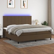 Box spring postel s matrací a LED tmavě hnědá 200x200 cm textil 3134904