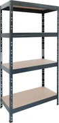 AR Shelving Kovový regál RIVET antracitový, 4 police, 175 kg, 180 x 75 x 35 cm