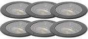 Set van 6 dimbare buiten grondspots zwart IP65 incl LED - Delux Honey